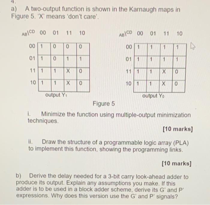 Solved 4. a) A two-output function is shown in the Karnaugh | Chegg.com