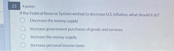 Solved 4 points If the Federal Reserve System wished to | Chegg.com