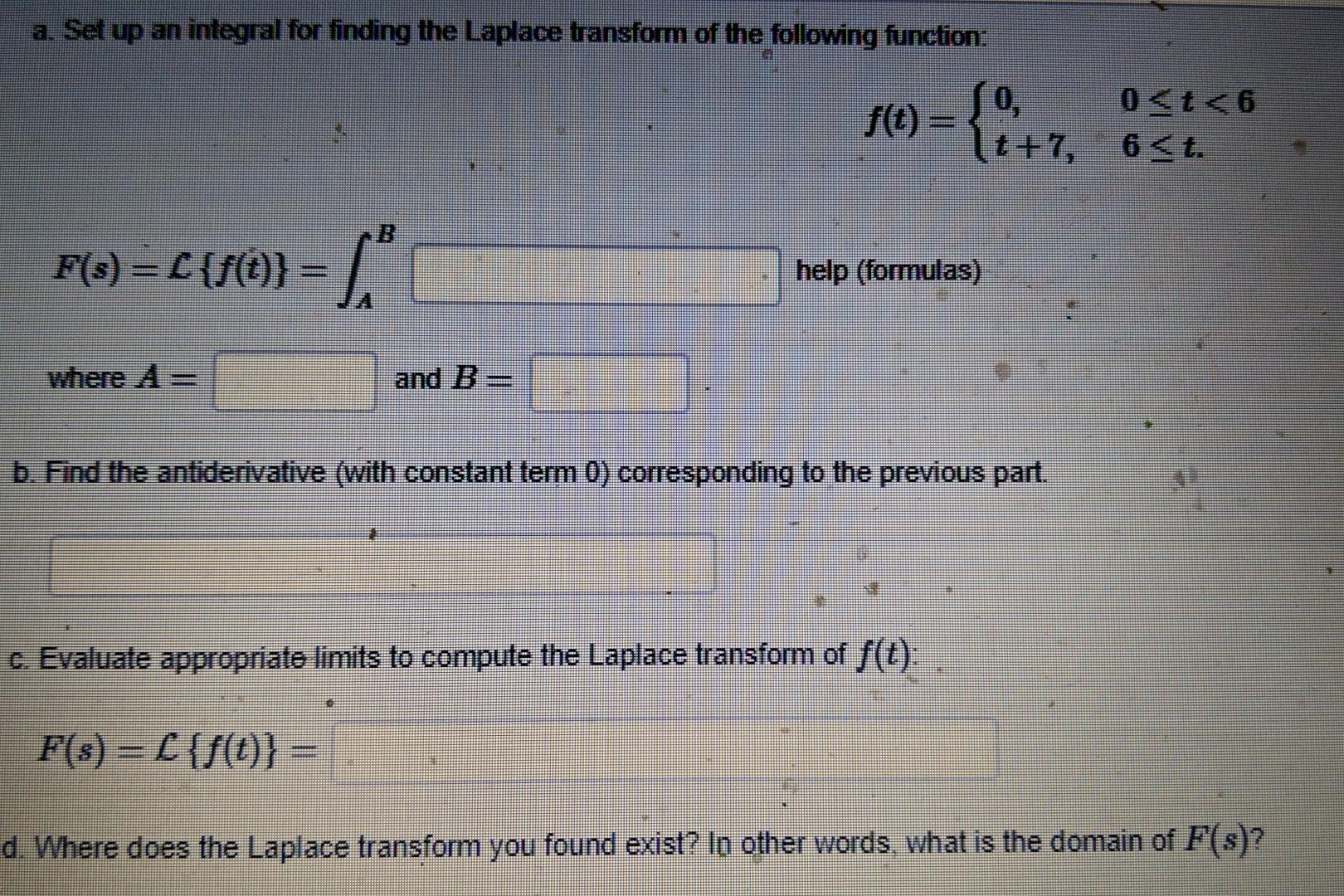 Solved a. Set up an integral for finding the Laplace | Chegg.com