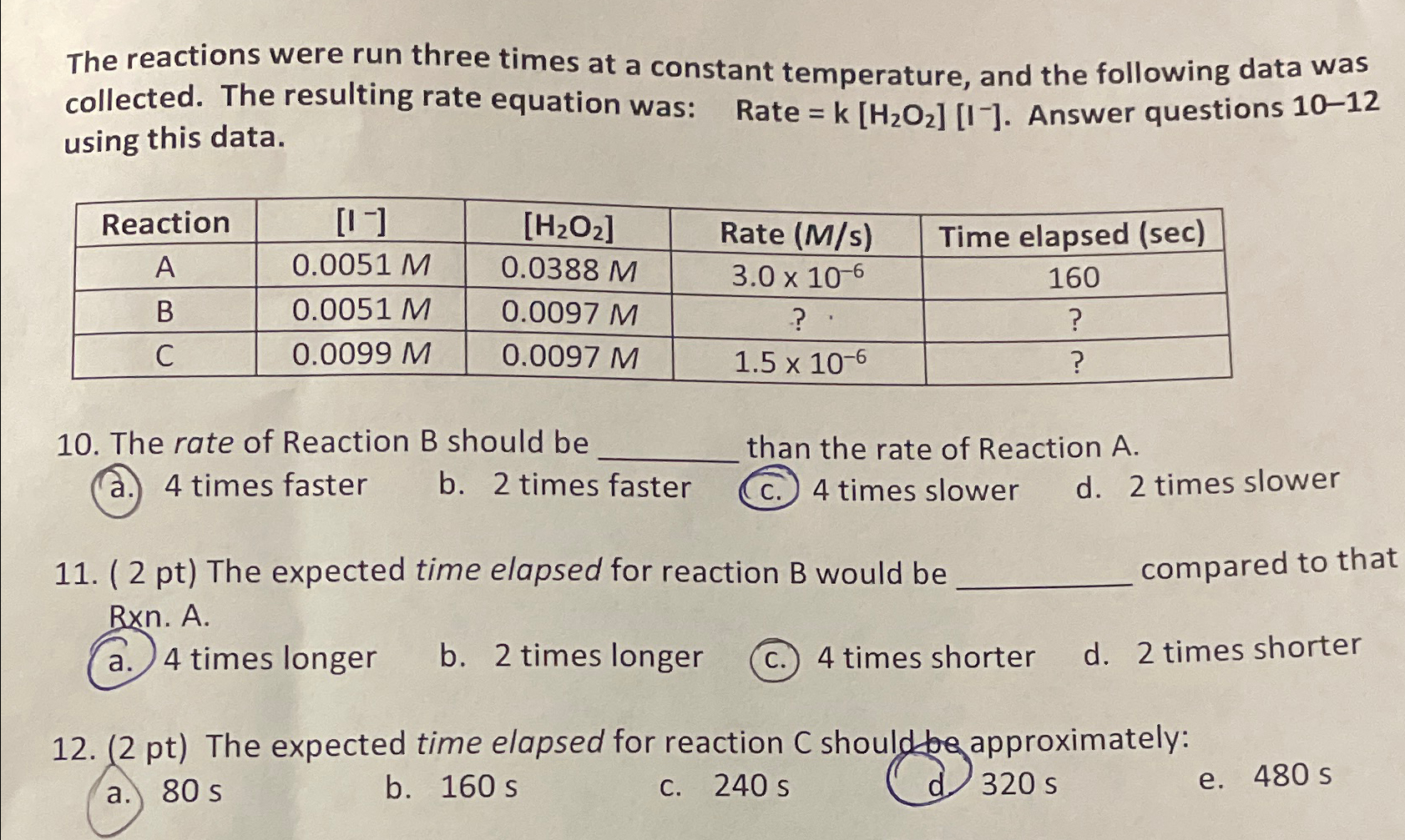 Solved The reactions were run three times at a constant | Chegg.com