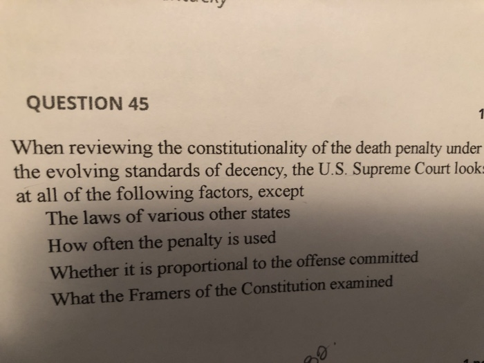 Solved QUESTION 45 When reviewing the constitutionality of | Chegg.com
