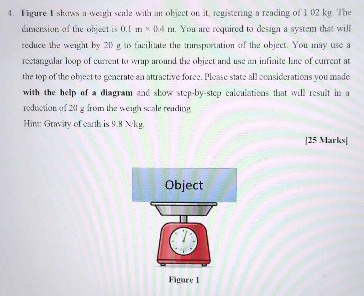 Solved Figure 1 ﻿shows a weigh scale with an object on it, | Chegg.com