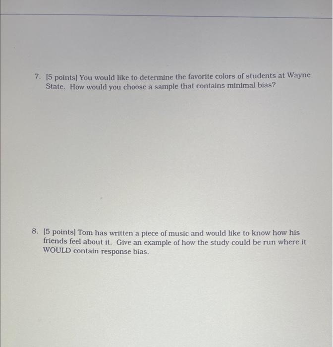 Solved 7. [5 points] You would like to determine the | Chegg.com