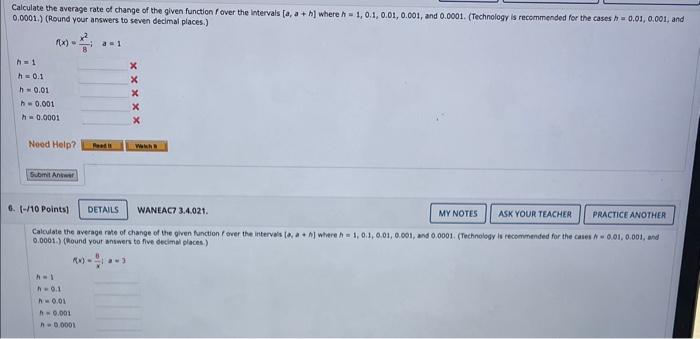 Solved Calculate the average rate of change of the given | Chegg.com