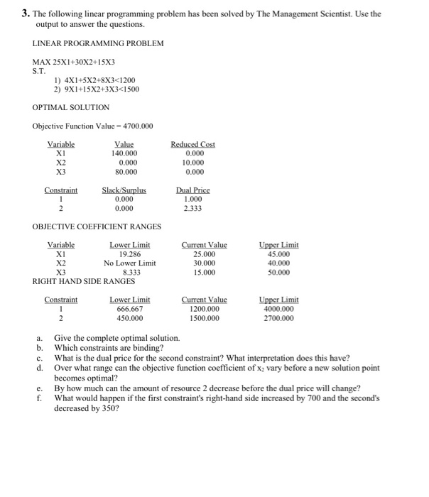Solved 1.b. 1. Does the following linear programs involve | Chegg.com
