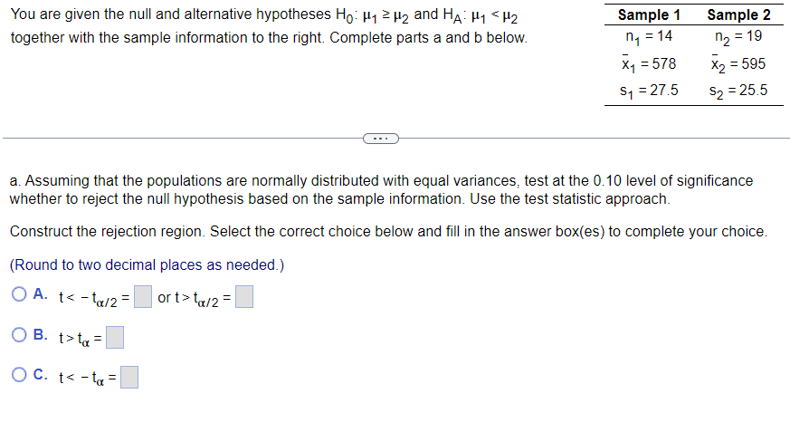 Solved You are given the null and alternative hypotheses | Chegg.com