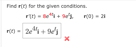 Solved Find r(t) ﻿for the given | Chegg.com