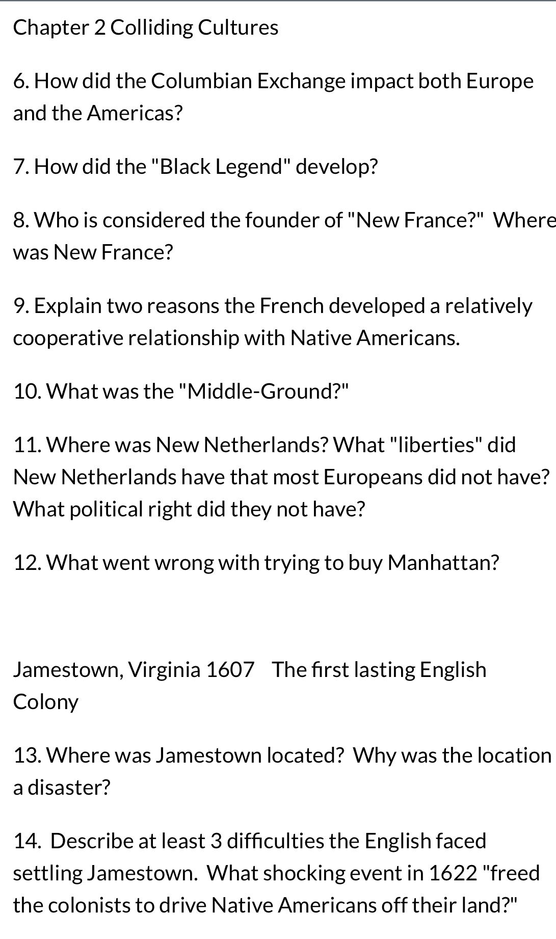 Solved Chapter 2 ﻿Colliding Cultures6. ﻿How did the | Chegg.com