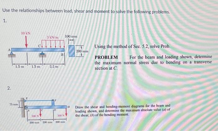 Solved Use the relationships between load, shear and moment | Chegg.com