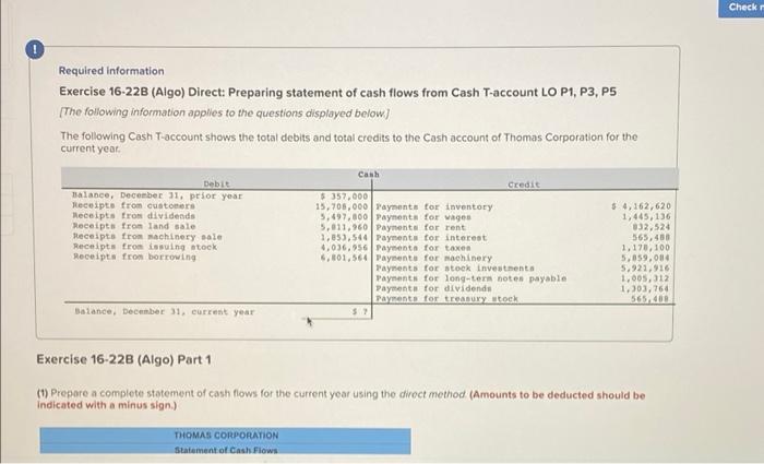 Solved Check Required information Exercise 16-22B (Algo) | Chegg.com