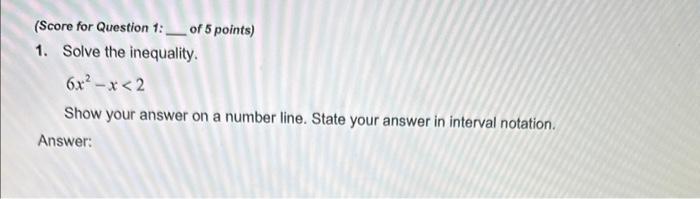Solved (Score for Question 1: of 5 points) 1. Solve the | Chegg.com