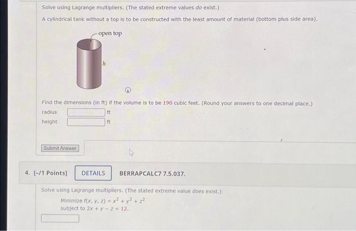Solved Solve using Lagrange multipliers. (The stated extreme | Chegg.com