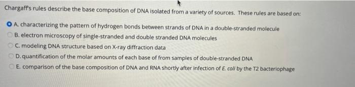 Solved Chargaffs rules describe the base composition of DNA | Chegg.com