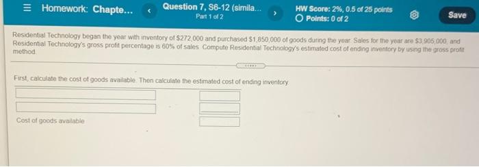 Solved Homework: Chapte... Question 7, S6-12 (simila... Part | Chegg.com Solved Homework: Chapte... Question 7, S6-12 (simila... Part | Chegg.com