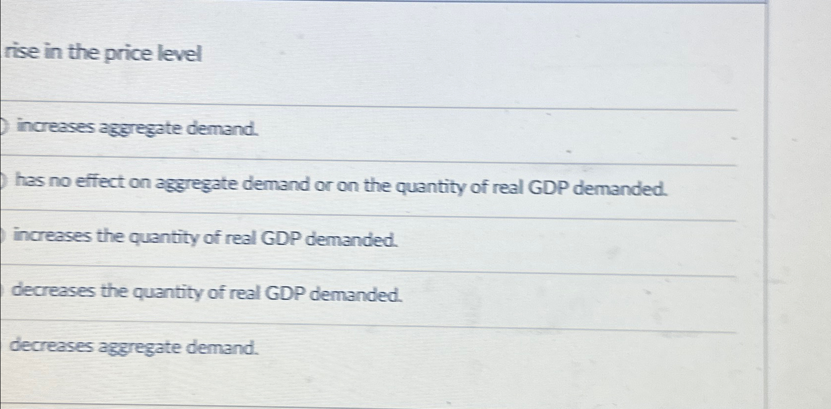 Solved rise in the price levelincreases aggregate demand.has | Chegg.com