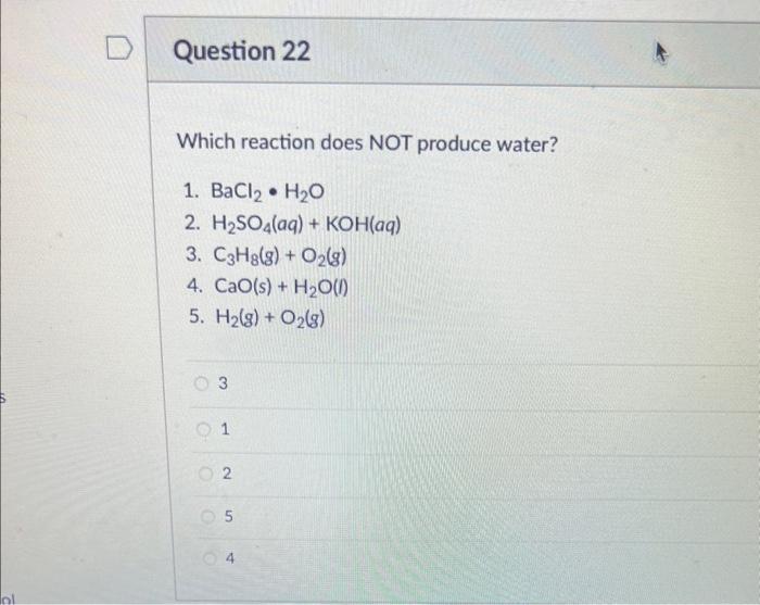 Solved Which reaction does NOT produce water? 1. BaCl2⋅H2O | Chegg.com