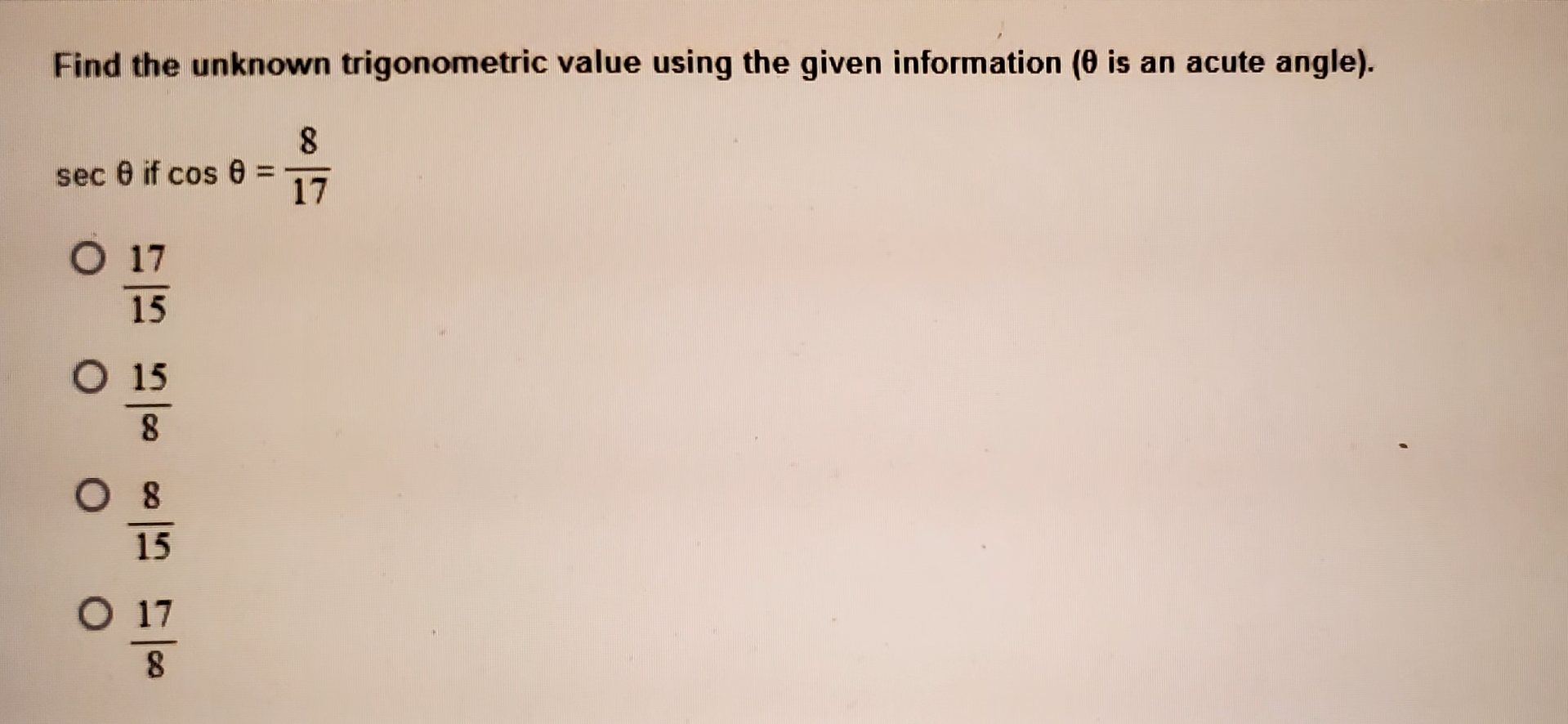 Solved Find the unknown trigonometric value using the given | Chegg.com