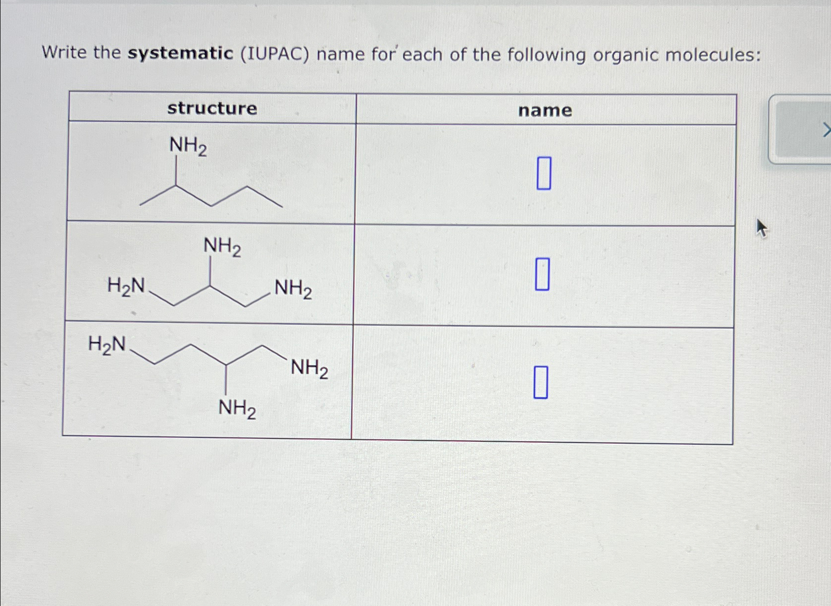 Solved Write the systematic (IUPAC) ﻿name for each of the | Chegg.com
