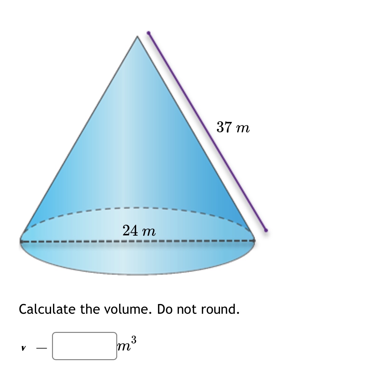 Solved Calculate the volume. Do not round.v-|,m3| | Chegg.com