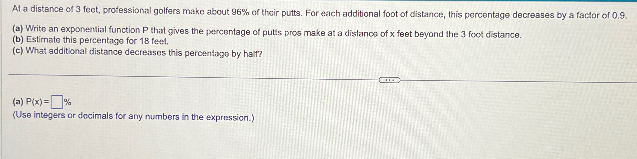 Solved At a distance of 3 ﻿feet, professional golfers make | Chegg.com
