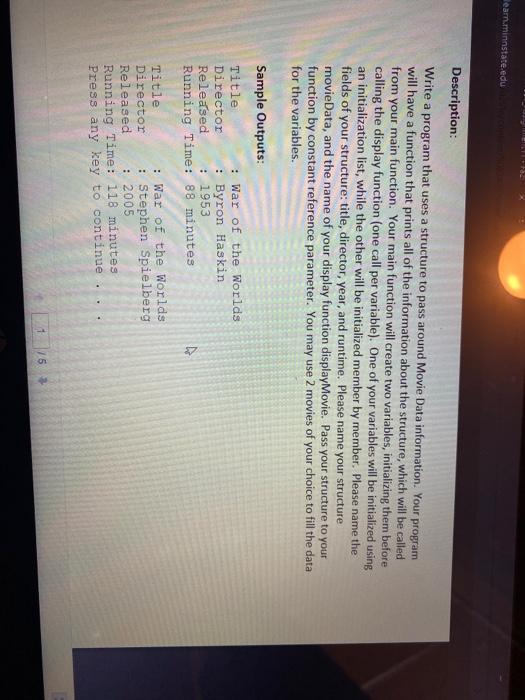 Solved Inputs: None Outputs: . . • (string) Movie Title | Chegg.com