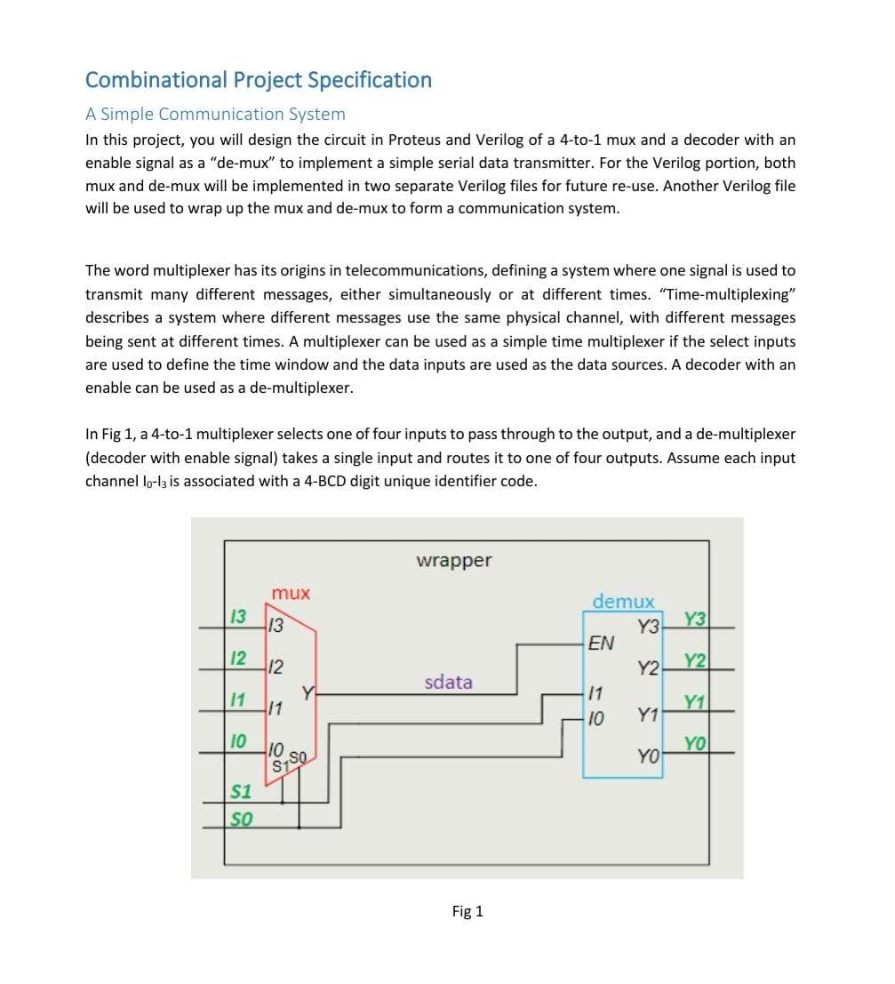 Combinational Project Specification A Simple | Chegg.com