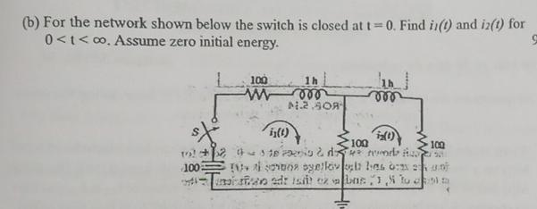 Solved (b) ﻿For the network shown below the switch is closed | Chegg.com