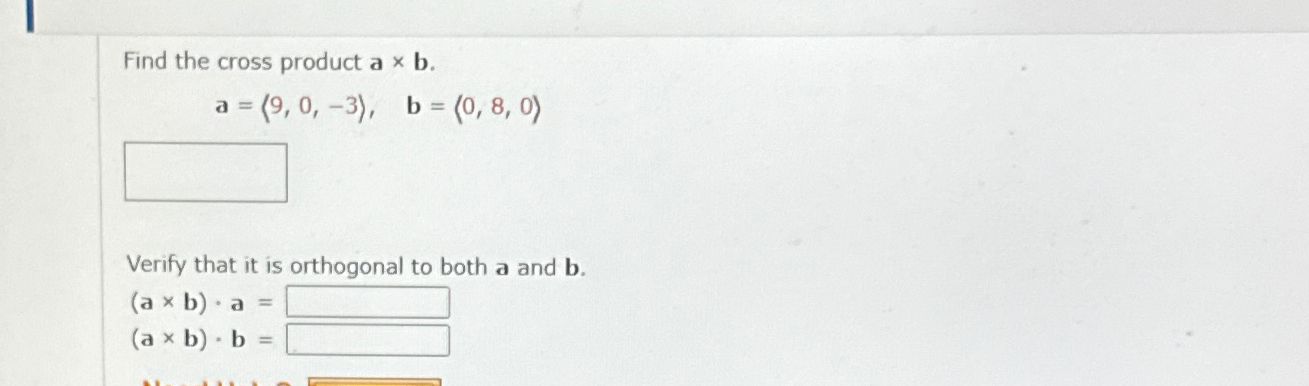 Solved Find the cross product | Chegg.com