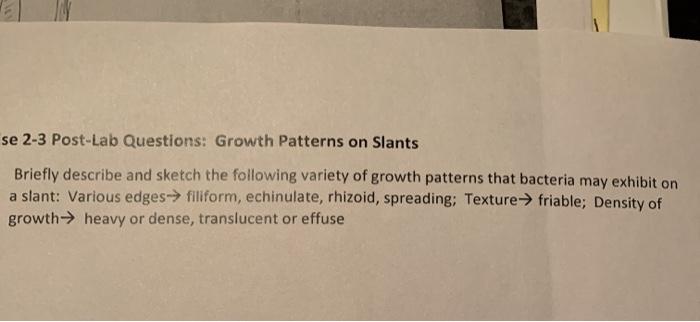 Solved se 2-3 Post-Lab Questions: Growth Patterns on Slants | Chegg.com