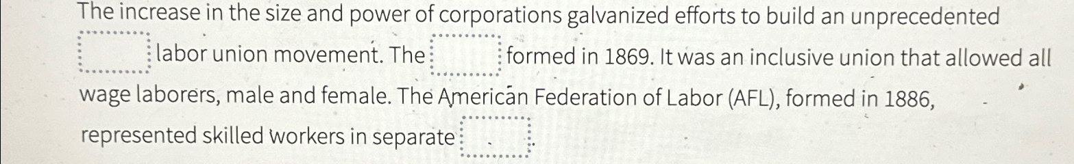 Solved The increase in the size and power of corporations | Chegg.com