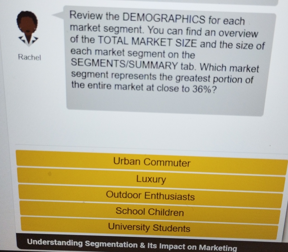 Solved Review the DEMOGRAPHICS for each market segment. You | Chegg.com