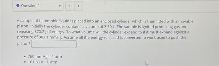 Solved A sample of flammable liquid is placed into an | Chegg.com