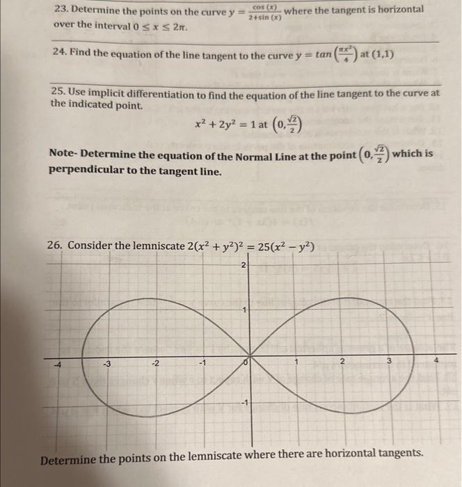 Solved 23. Determine the points on the curve | Chegg.com