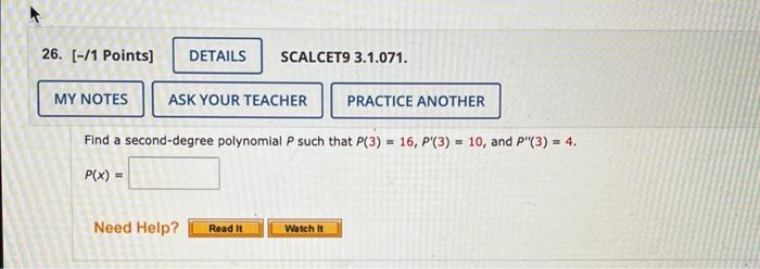 Solved Find a second-degree polynomial P such that | Chegg.com