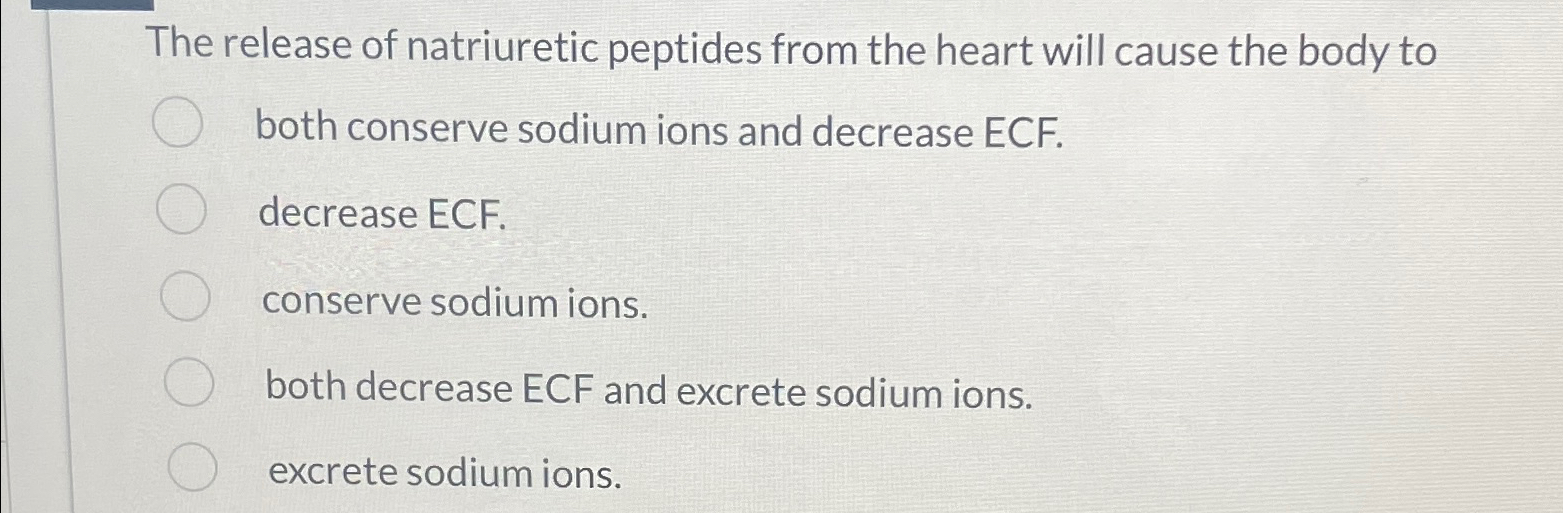 Solved The release of natriuretic peptides from the heart | Chegg.com