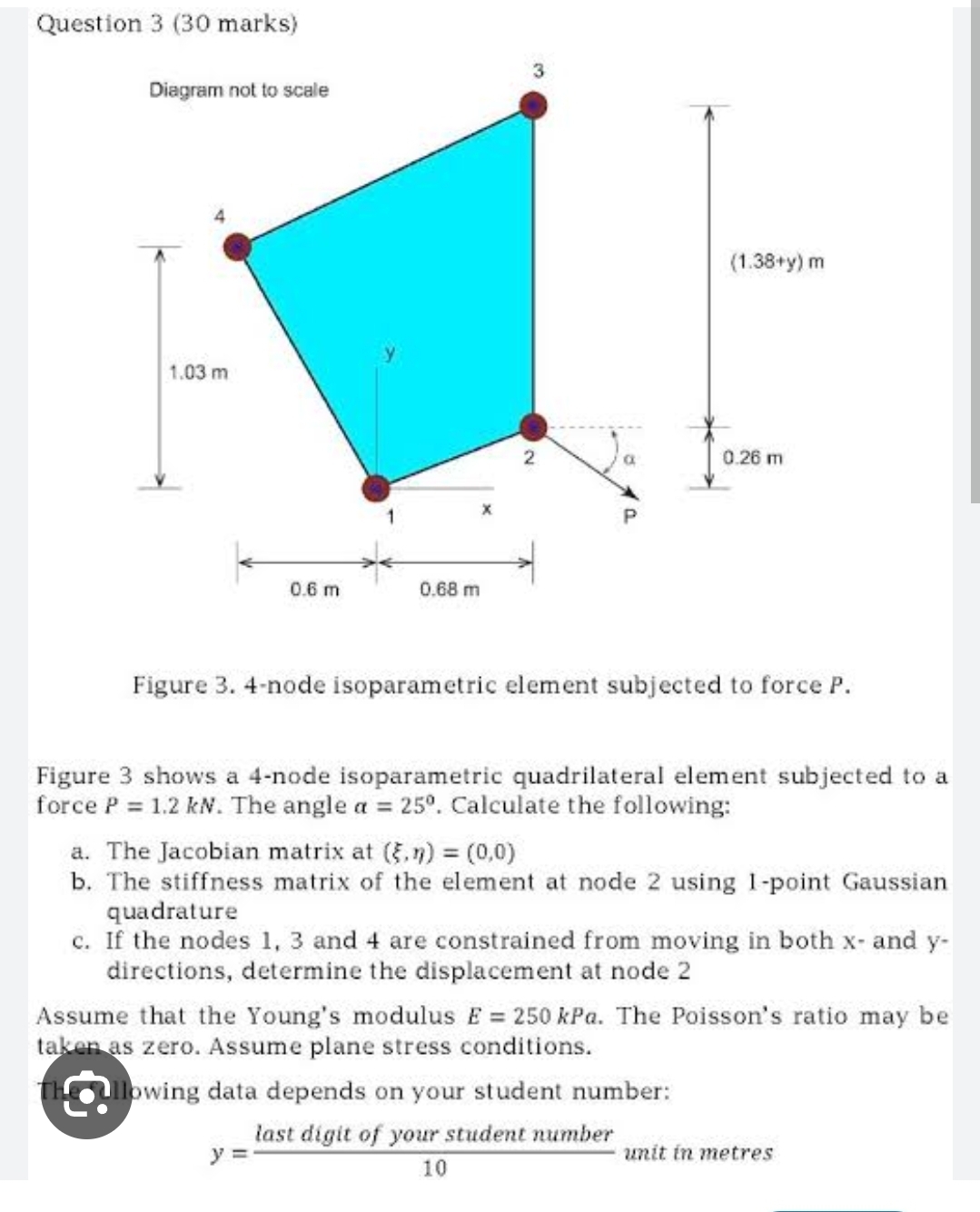 Solved Question 3 ( 30 ﻿marks)Figure 3. 4-node isoparametric | Chegg.com