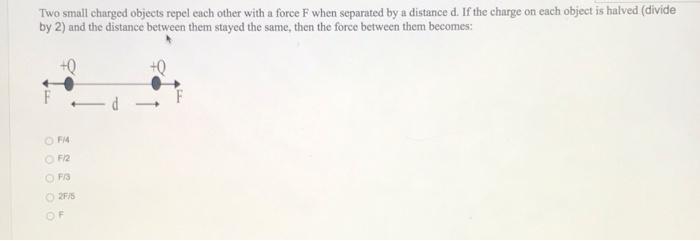 Solved Two small charged objects repel each other with a | Chegg.com