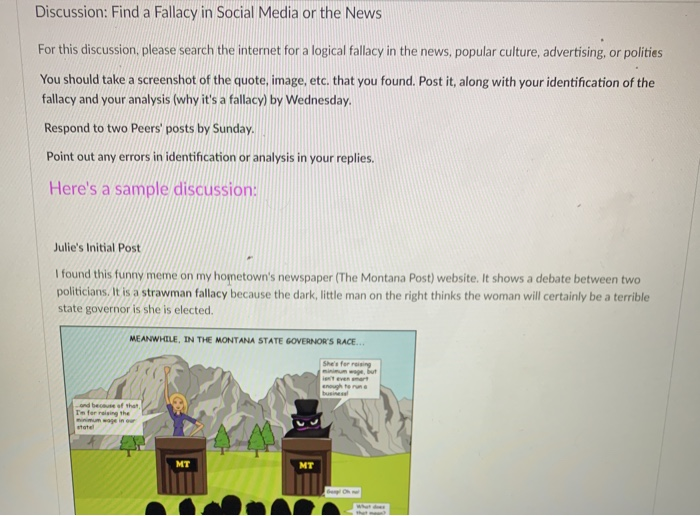 Discussion: Find a Fallacy in Social Media or the | Chegg.com