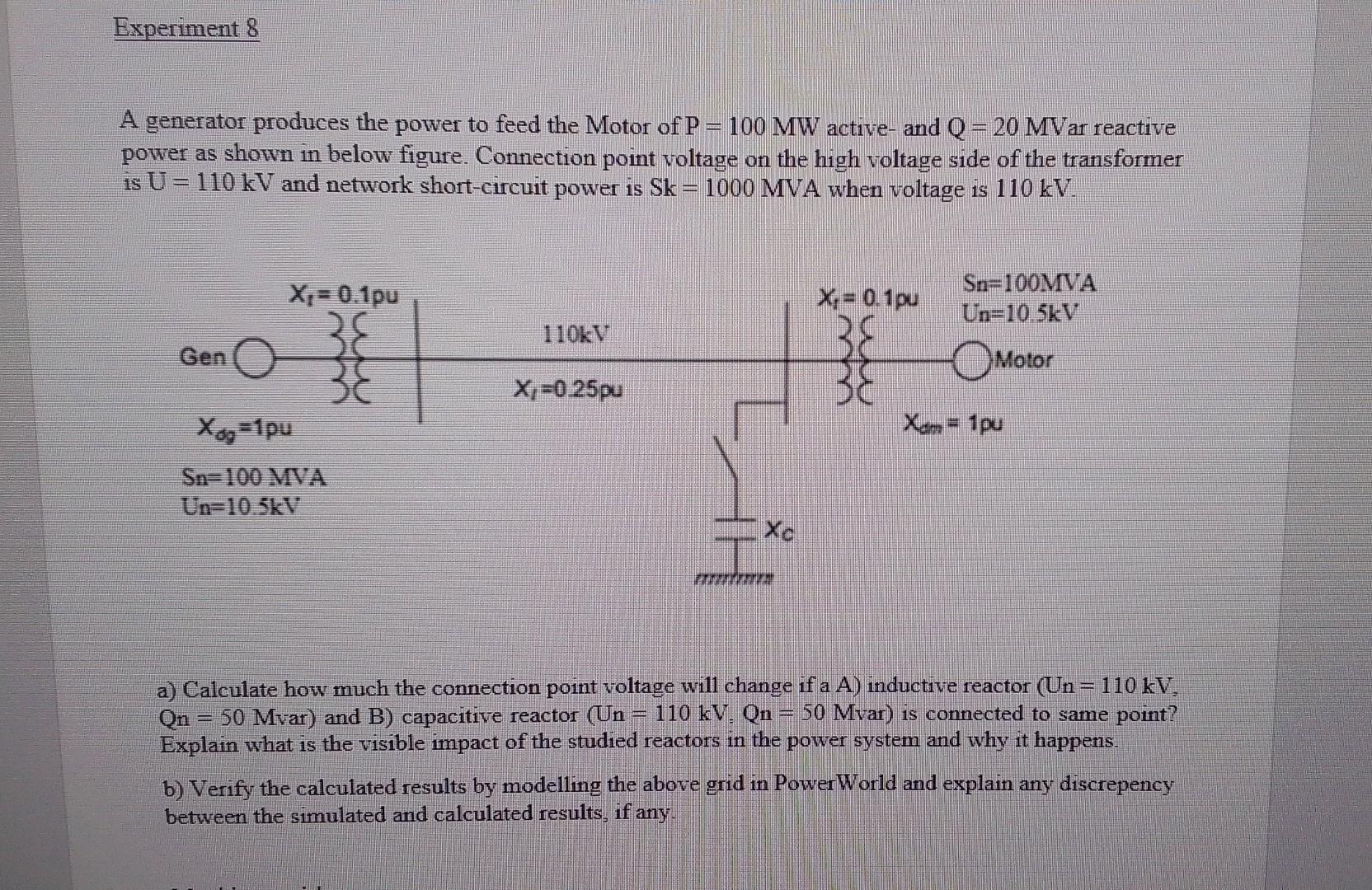A generator produces the power to feed the Motor of | Chegg.com