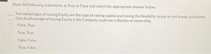 Solved Mark the following statements as True or False and | Chegg.com