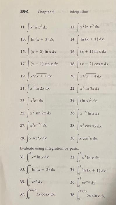 Solved craluate using integration by parts. Check by | Chegg.com