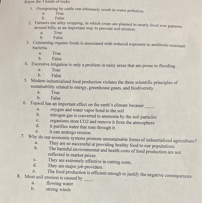 Solved 1. Overgrazing by cattle can ultimately result in | Chegg.com