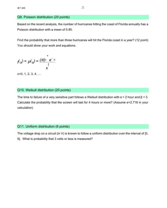 Solved Q9. Poisson distribution ( 20 points) Based on the | Chegg.com