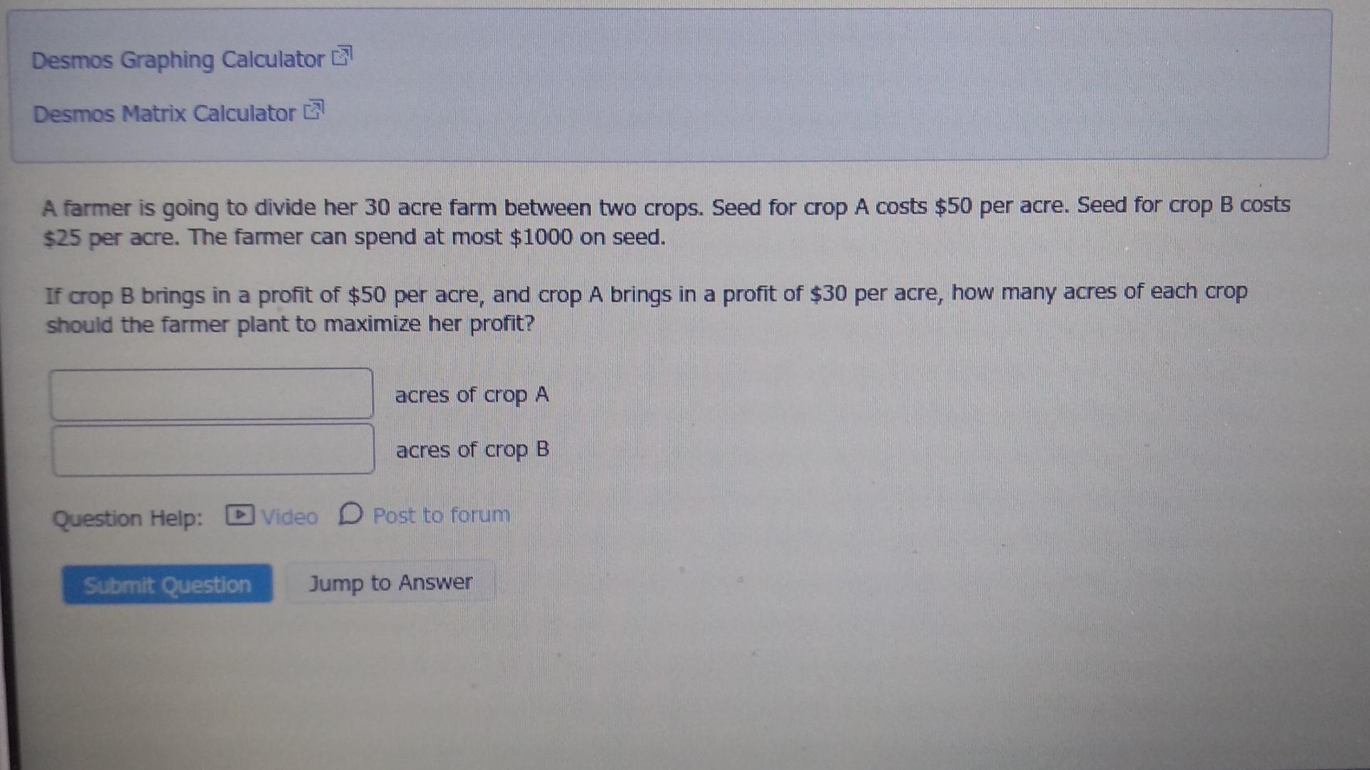 Solved Desmos Graphing Calculator Desmos Matrix Calculator A | Chegg.com