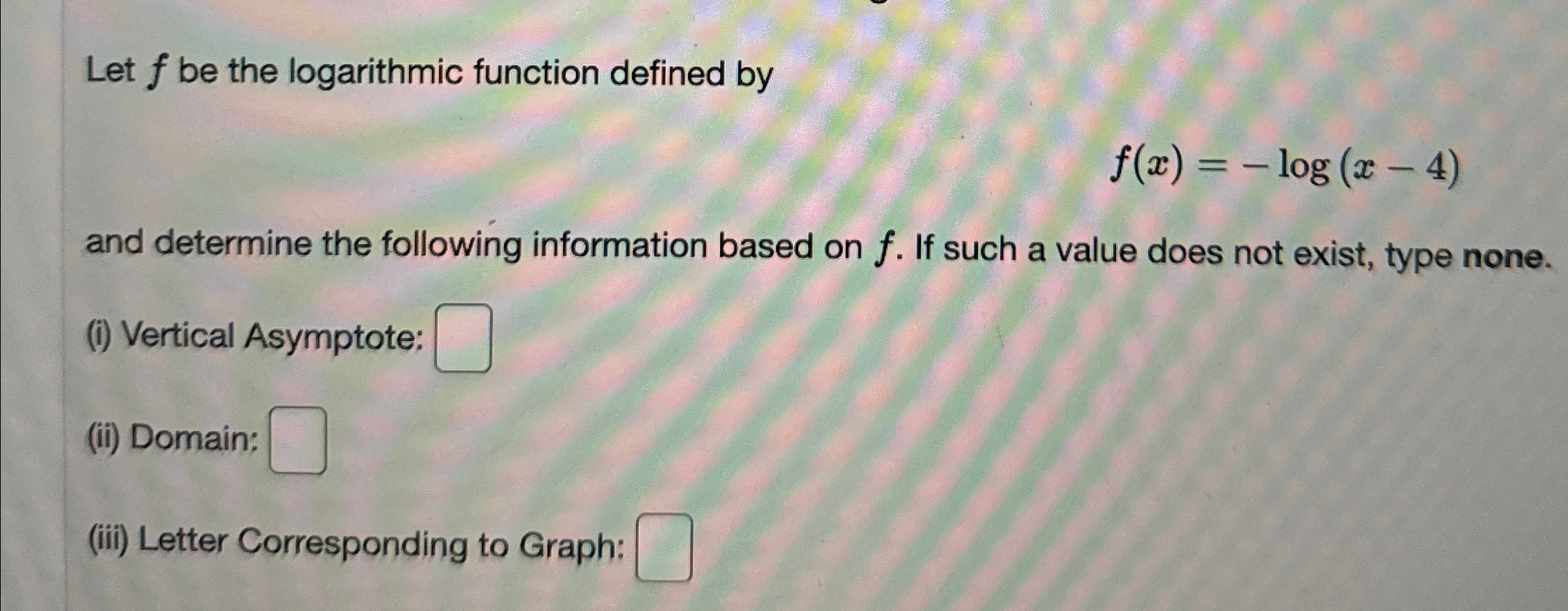 Solved Let f ﻿be the logarithmic function defined | Chegg.com