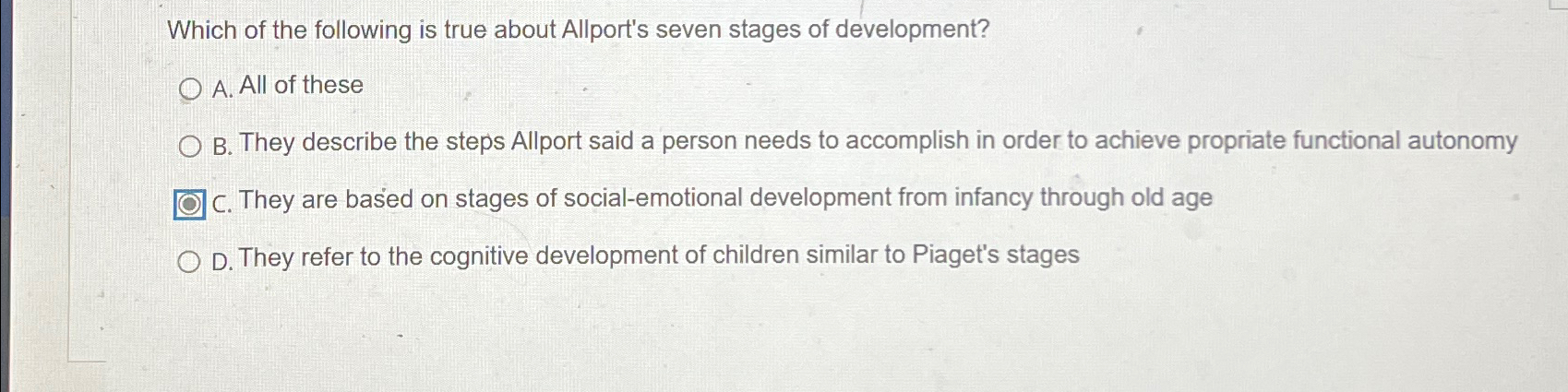 Solved Which of the following is true about Allport's seven | Chegg.com