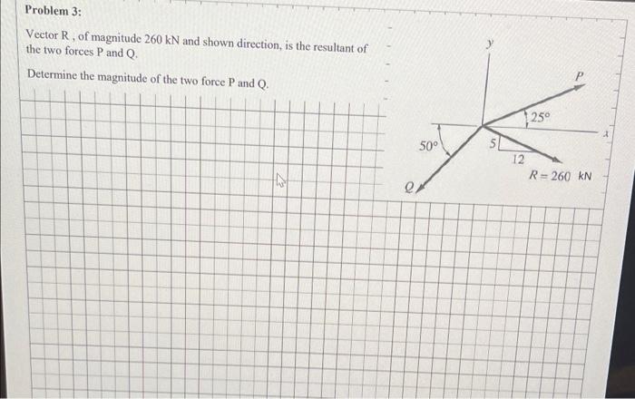 Solved Vector R, of magnitude 260kN and shown direction, is | Chegg.com