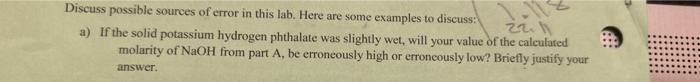 Solved Discuss possible sources of error in this lab. Here | Chegg.com