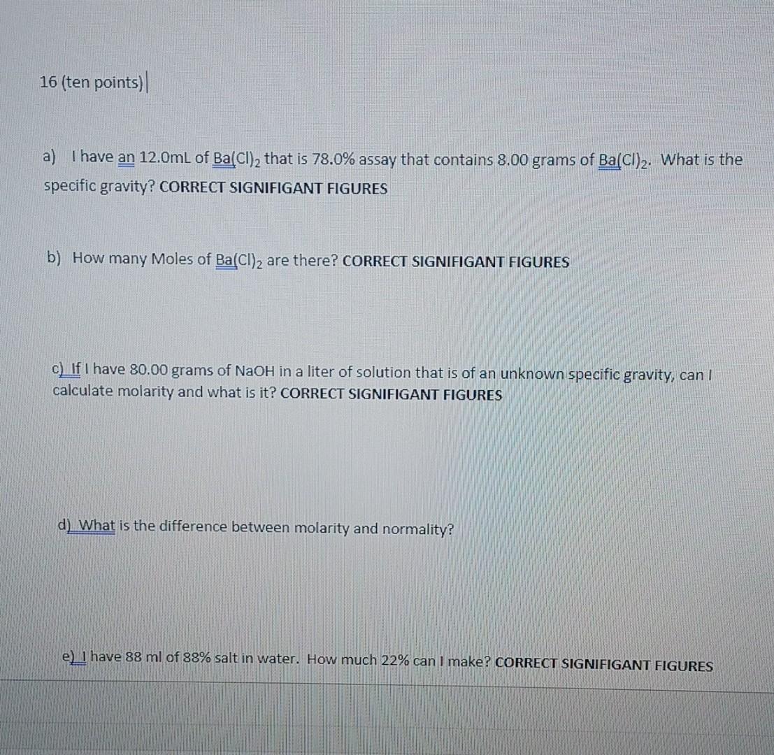 Solved b) How many Moles of Ba(Cl)2 are there? CORRECT | Chegg.com