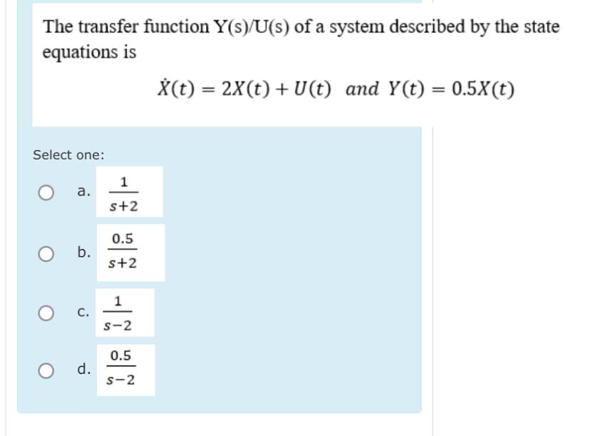 The transfer function YsU(s) ﻿of a system described | Chegg.com
